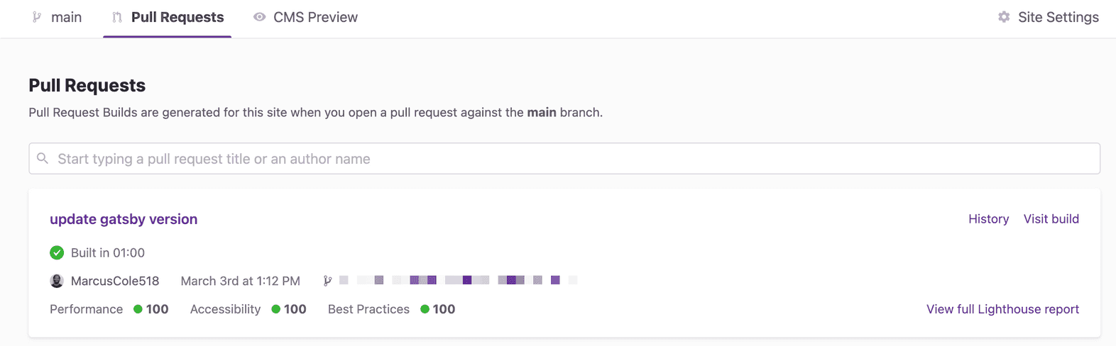 Production Builds and Pull Request Builds | Gatsby