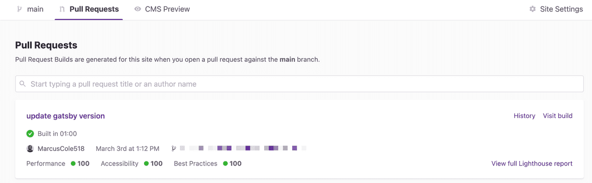 Production Builds and Pull Request Builds | Gatsby