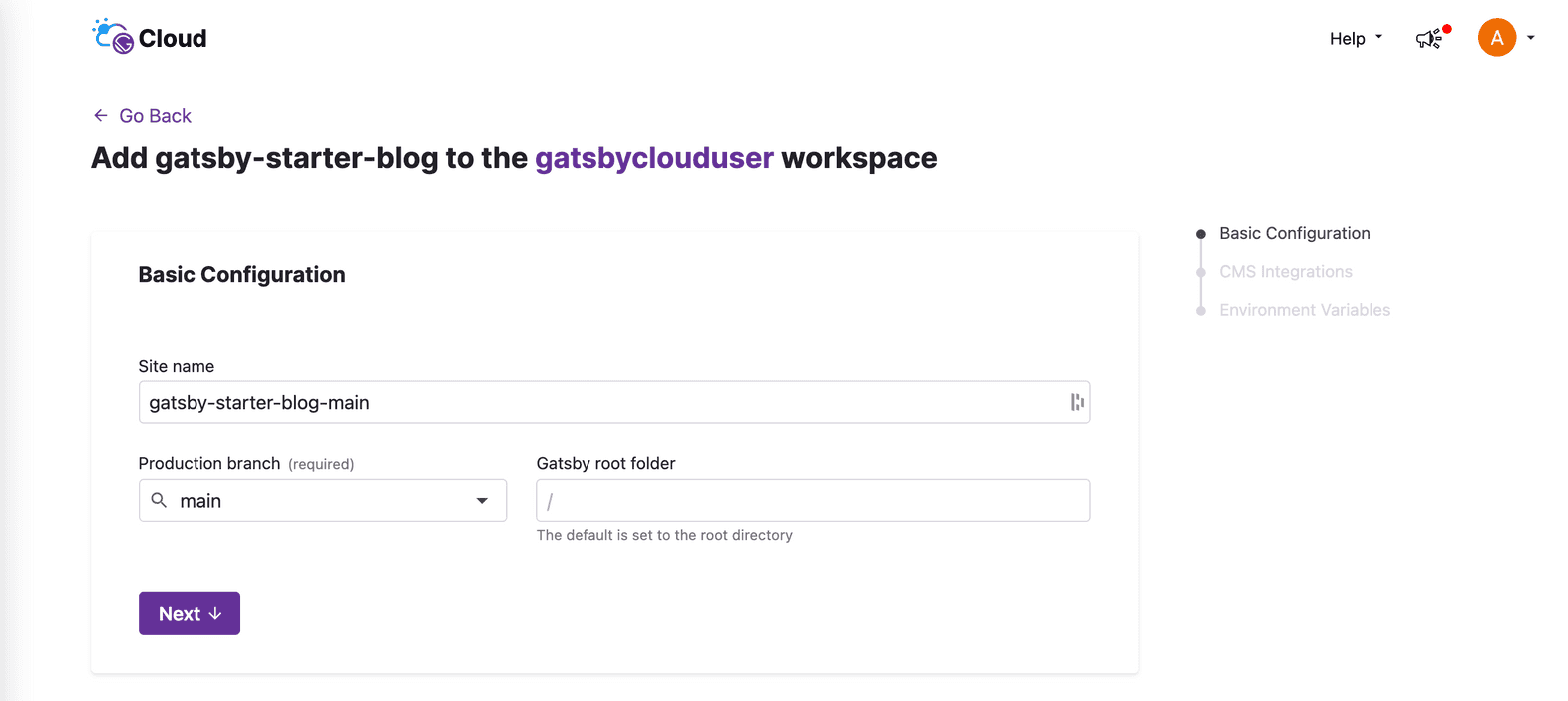 Create a Site from a Repository | Gatsby